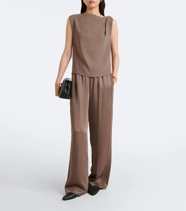 Vince Draped Crêpe Top - Brown