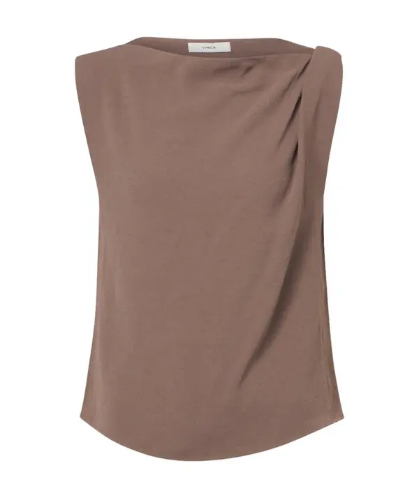 Vince Draped Crêpe Top - Brown