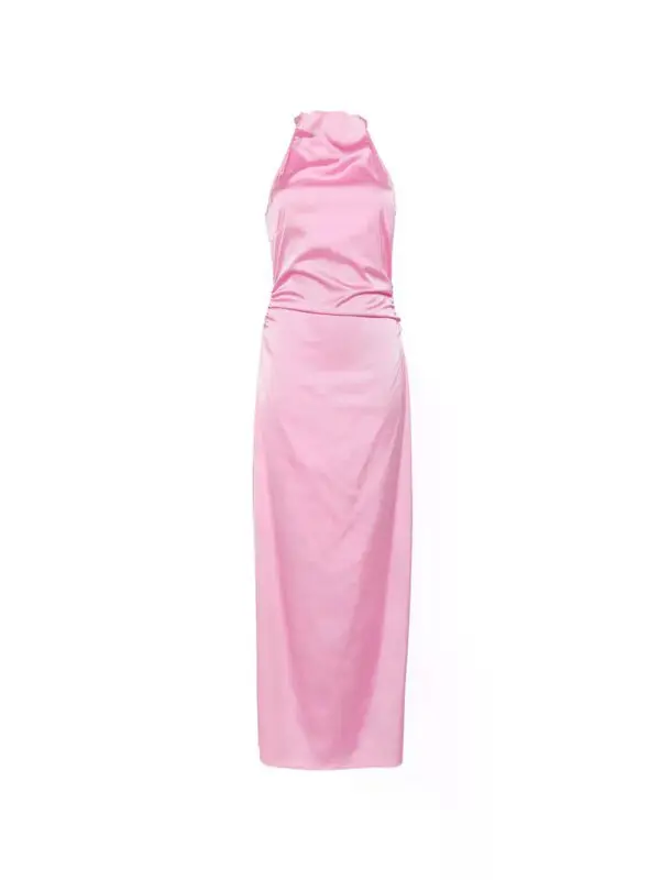 ROTATE BY BIRGER CHRISTENSEN Ruched Halterneck Maxi Dress - Pink