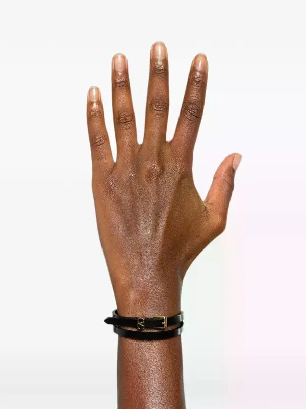 Valentino Garavani Vlogo Signature Leather Bracelet - Black