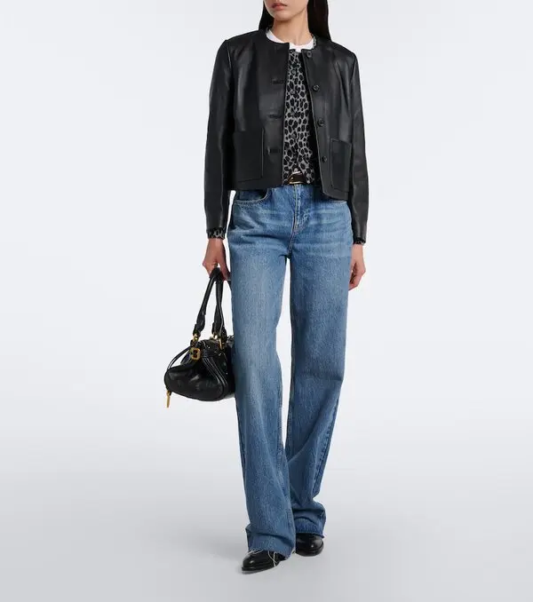 NILI LOTAN Ophelie Leather Jacket - Black