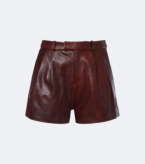 ARMA High-rise Leather Shorts - Burgundy