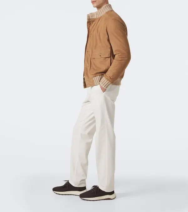 Fedeli Knitted Suede-trimmed Sneakers Made In Italy