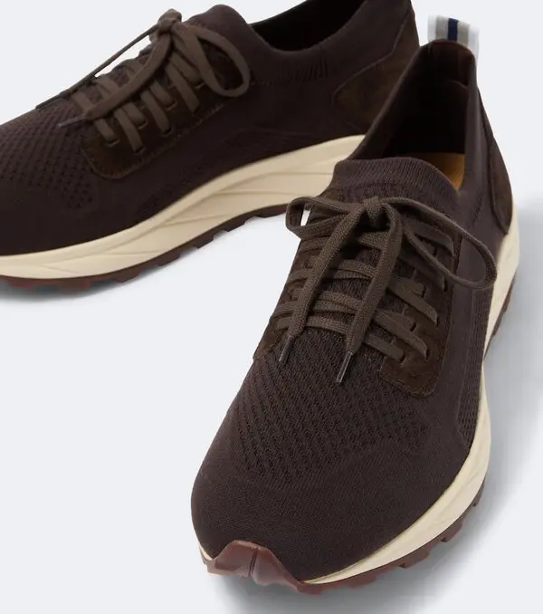 Fedeli Knitted Suede-trimmed Sneakers Made In Italy