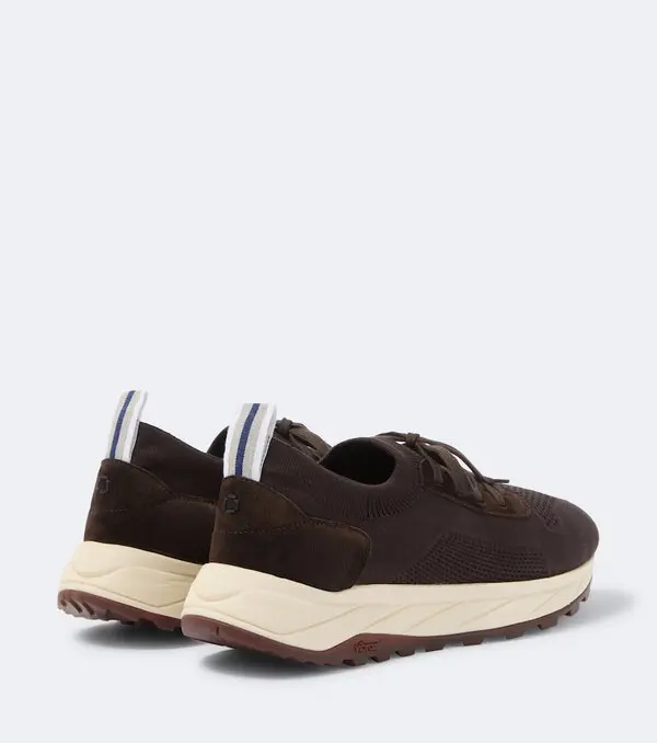 Fedeli Knitted Suede-trimmed Sneakers Made In Italy