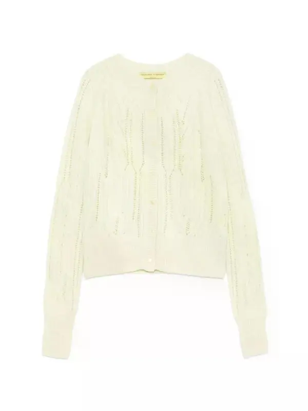 Ermanno Scervino Cable-knit Pointelle-detail Cardigan - Green