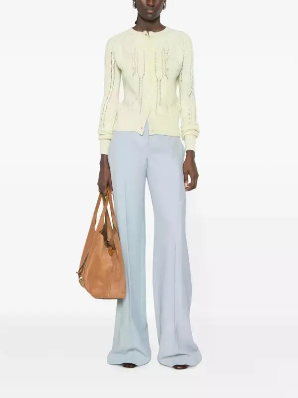 Ermanno Scervino Cable Knit Pointelle Detail Cardigan