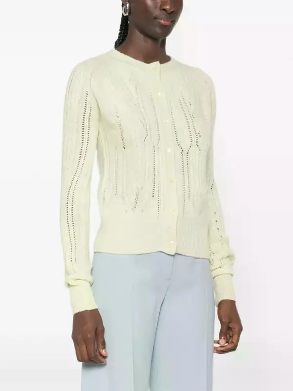 Ermanno Scervino Cable Knit Pointelle Detail Cardigan