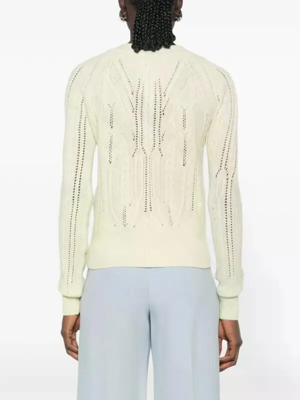 Ermanno Scervino Cable Knit Pointelle Detail Cardigan