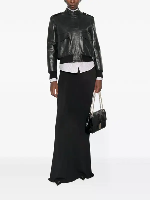 TOM FORD Epaulette Detail Leather Bomber Jacket