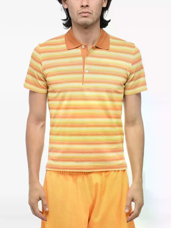 Corneliani Striped Short-sleeve Polo Shirt - Orange