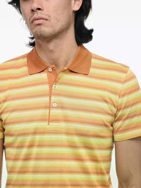 Corneliani Striped Short-sleeve Polo Shirt