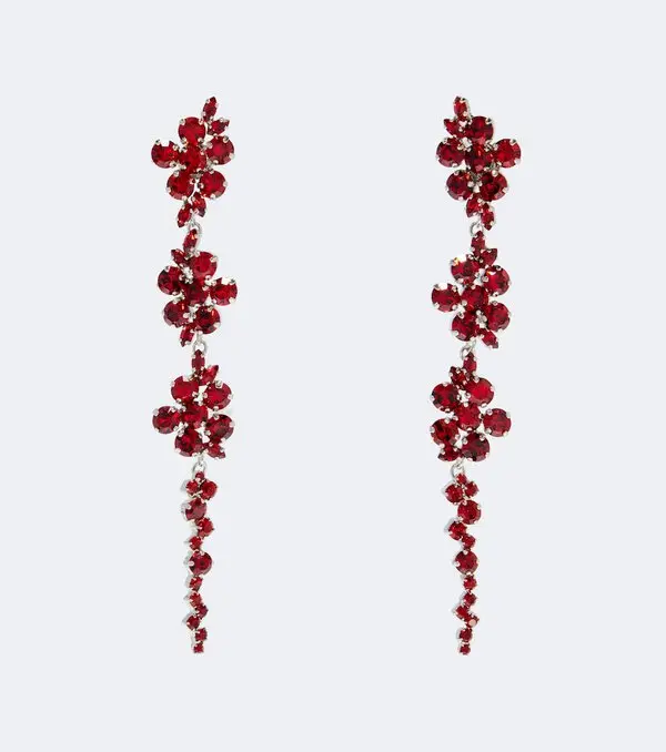Simone Rocha Crystal Embellished Drop Earrings - Burgundy