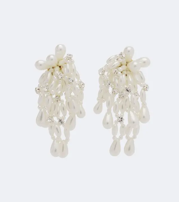 Simone Rocha Crystal-embellished Drop Earrings - White