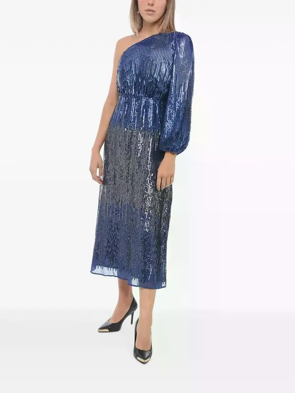 Rixo Sequin-embellished One-shoulder Midi Dress - Blue