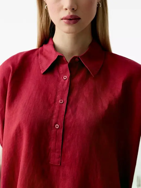BENETTON Short Sleeve Shirt Midi Dress - Red