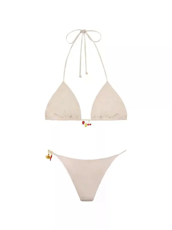MC2 SAINT BARTH Leah Bikini Beige Glitter Effect - Neutrals