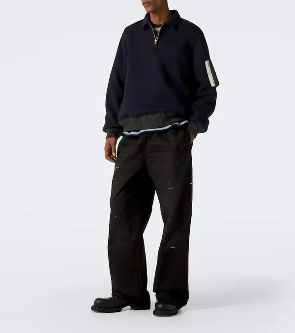 Sacai Cotton-blend Polo Sweatshirt