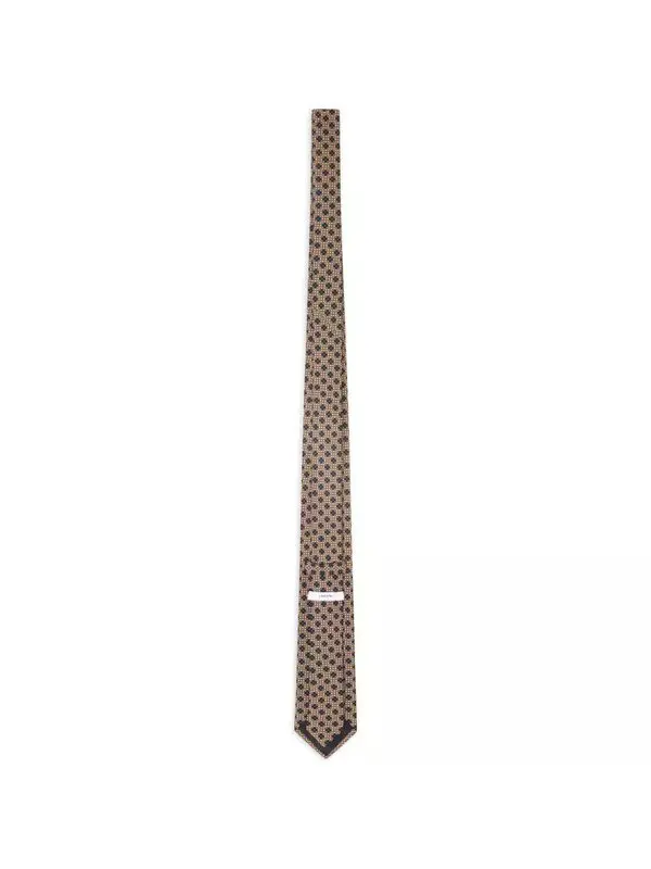 LARDINI Geometric-print Pointed Tie - Neutrals