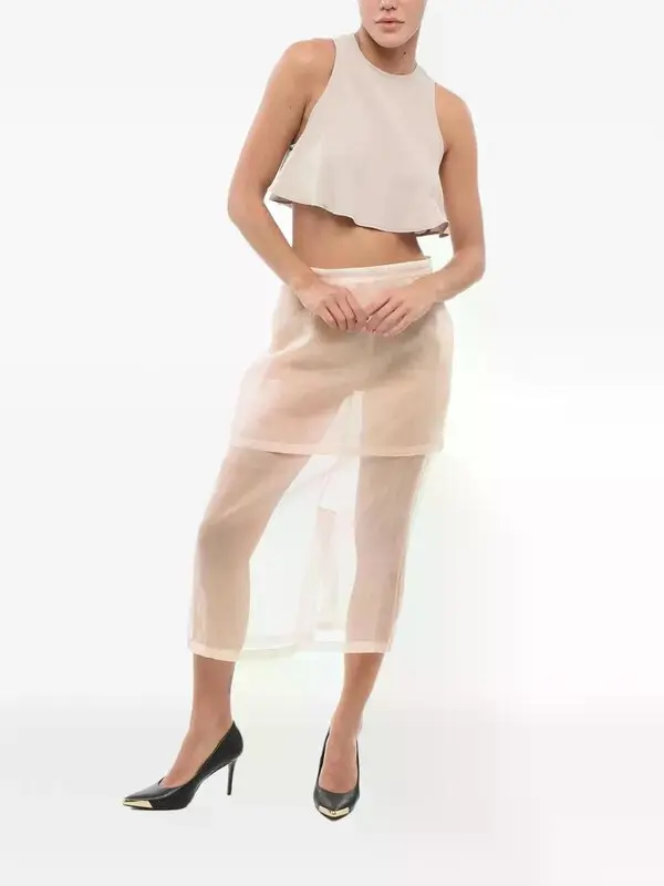 SUPER BLOND Sheer Layered Silk Midi Skirt