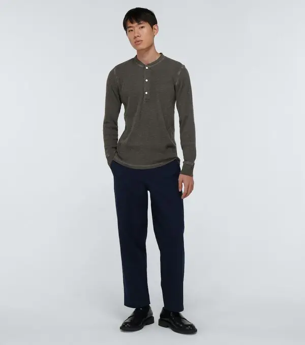 Ralph Lauren Waffle-knit Cotton Henley Shirt - Black