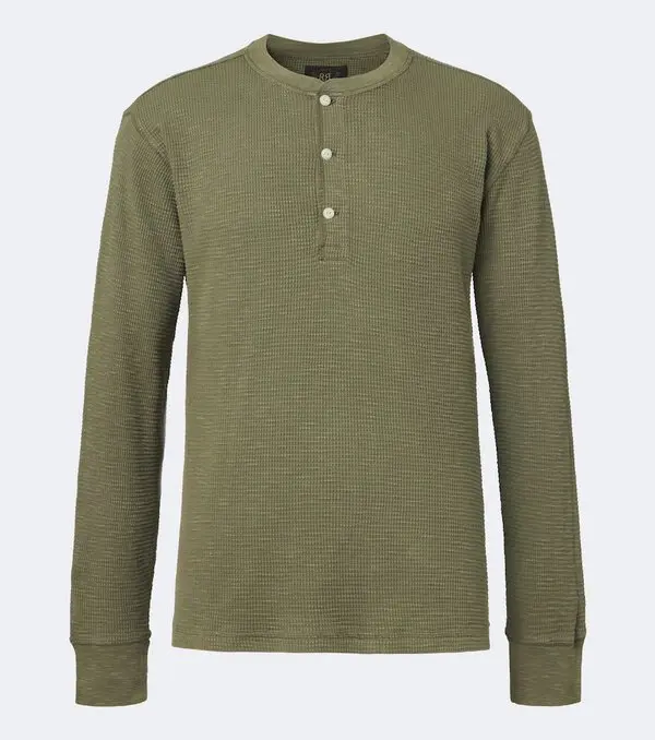 Ralph Lauren Waffle-knit Cotton Henley Shirt - Green