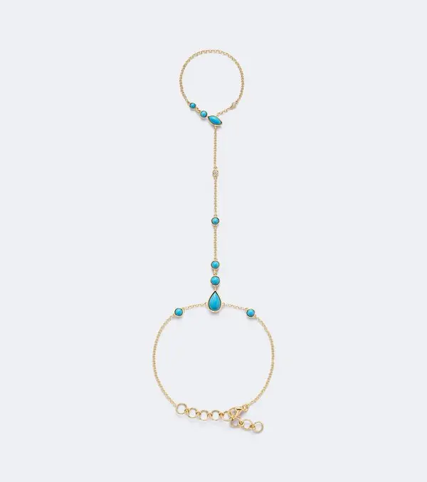 Shay Jewelry Riviera 18kt Yellow Hand Chain With Turquoise And Diamonds - Gold
