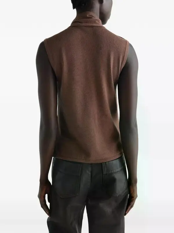 LEMAIRE Asymmetrical Merino Wool Blend Cardigan - Brown