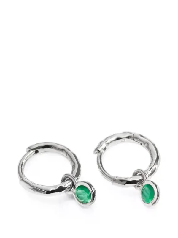 Monica Vinader Green Onyx Charm Huggie Hoop Earrings