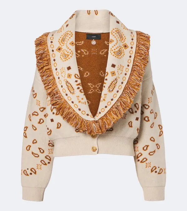 Alanui Bandana Print Wool & Cashmere Cardigan - Beige