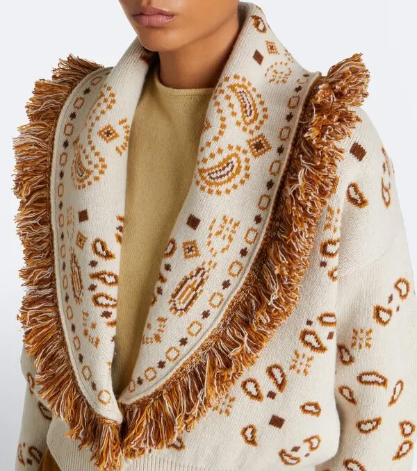 Alanui Bandana Print Wool & Cashmere Cardigan - Beige