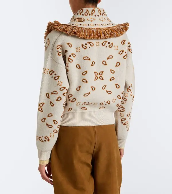 Alanui Bandana Print Wool & Cashmere Cardigan - Beige