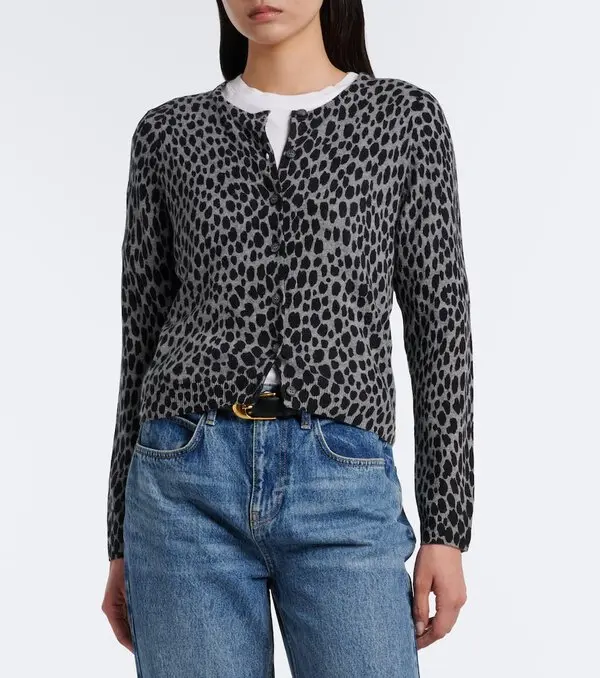 NILI LOTAN Keelah Leopard-print Cashmere Cardigan