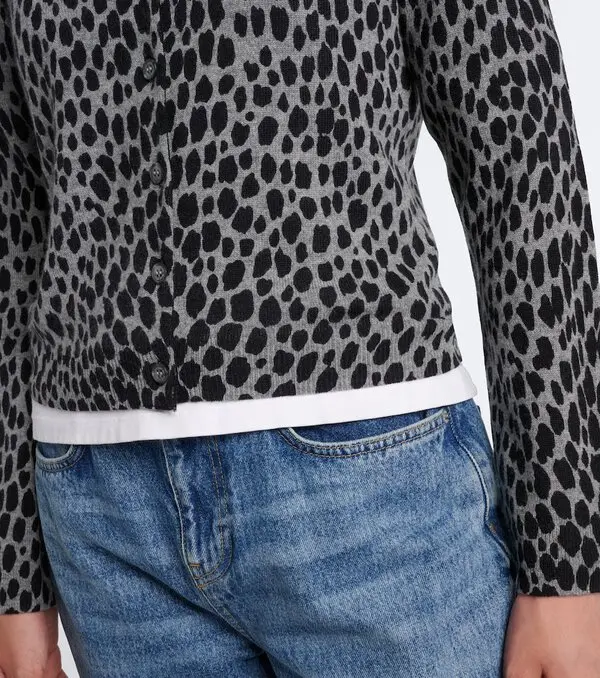 NILI LOTAN Keelah Leopard-print Cashmere Cardigan