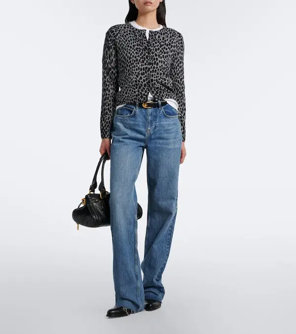NILI LOTAN Keelah Leopard-print Cashmere Cardigan
