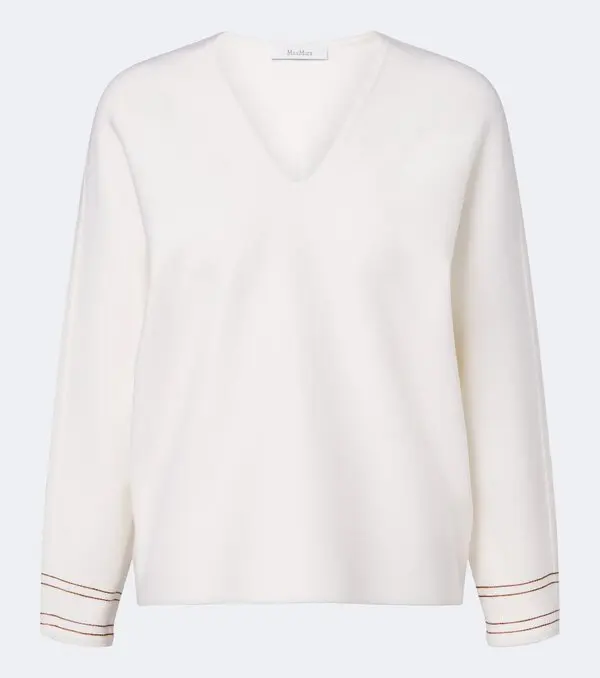 Max Mara Wool-blend Boat Neck Sweater - White