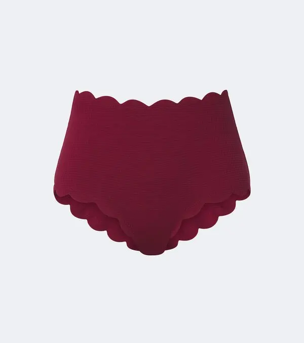 Marysia Santa Monica Scalloped Bikini Bottoms - Burgundy