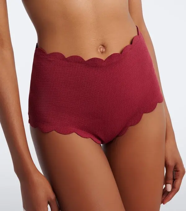 Marysia Santa Monica Scalloped Bikini Bottoms - Burgundy