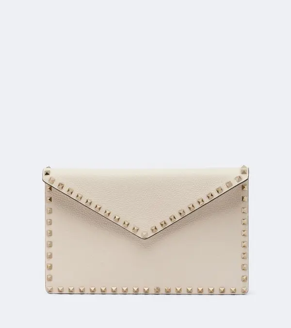 Valentino Garavani Rockstud Large Leather Pouch - White