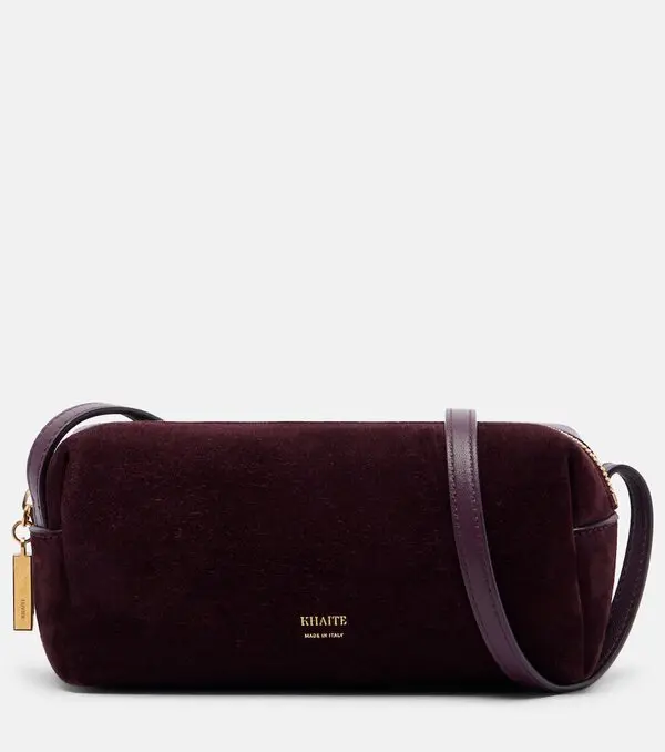 Khaite Kye Mini Suede Crossbody Bag - Burgundy