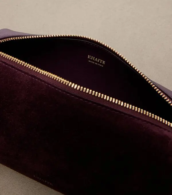 Khaite Mini Suede Crossbody Bag - Burgundy