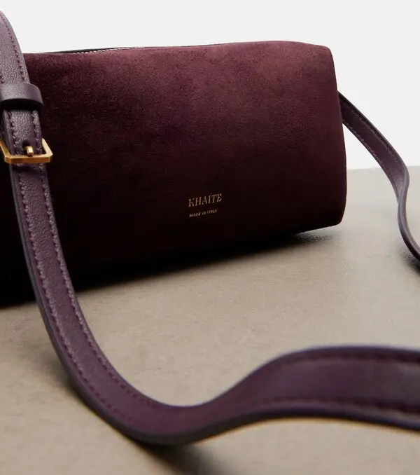 Khaite Mini Suede Crossbody Bag - Burgundy