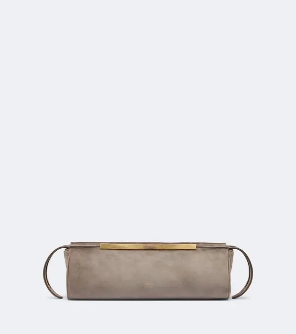 Khaite Donna Suede Clutch - Grey