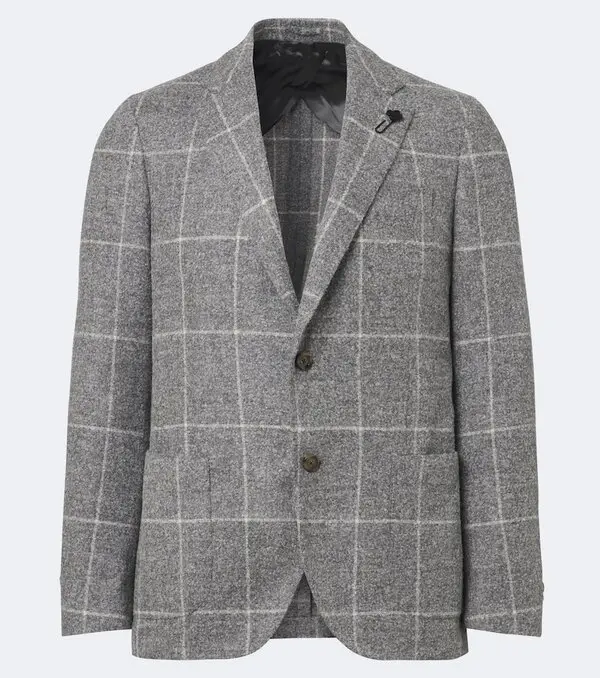 LARDINI Checked Alpaca And Wool-blend Blazer