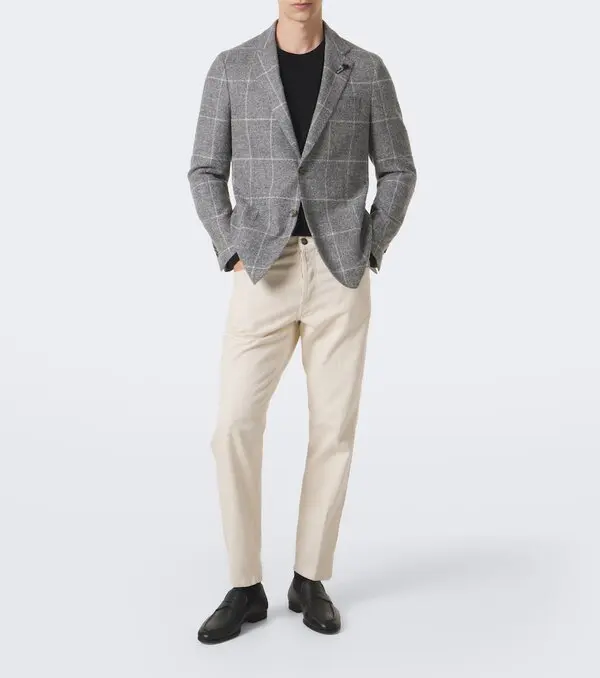 LARDINI Checked Alpaca And Wool-blend Blazer