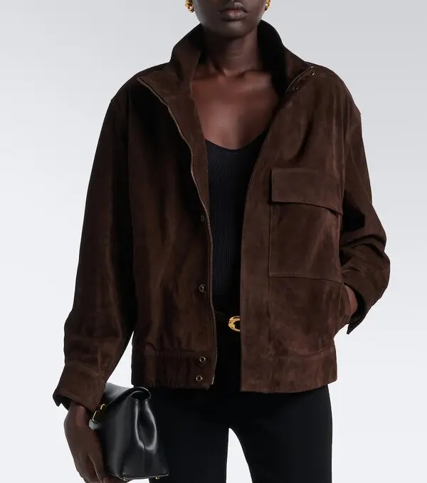 NILI LOTAN Cirque Suede Jacket - Brown