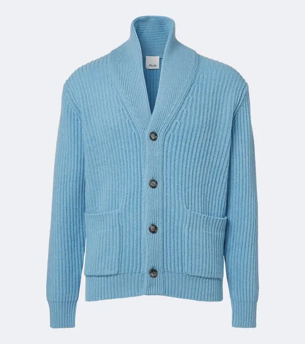 ALLUDE Ribbed Wool And Cashmere Cardigan - Blue
