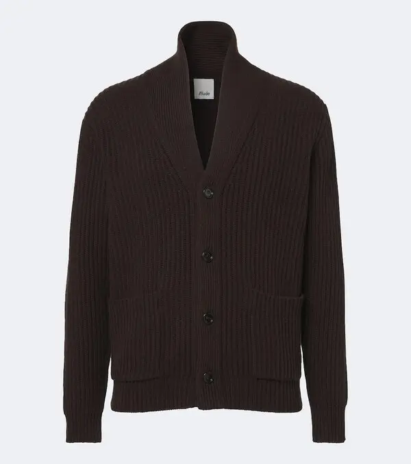 ALLUDE Ribbed-knit Wool And Cashmere Cardigan - Brown