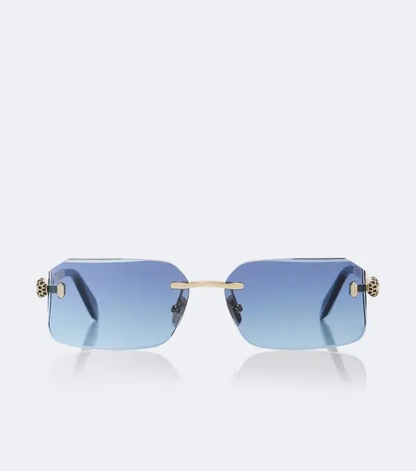 BVLGARI Rectangular Sunglasses With Tone Accents - Gold