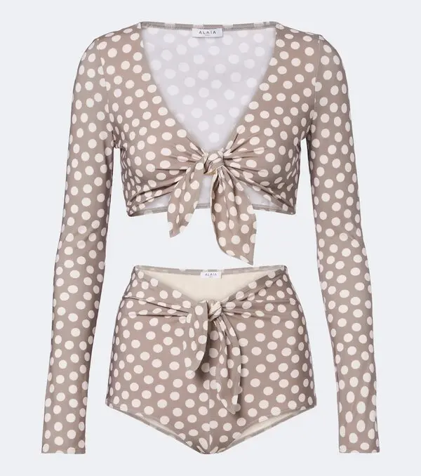 Alaïa Polka Dot Bikini Set - Beige